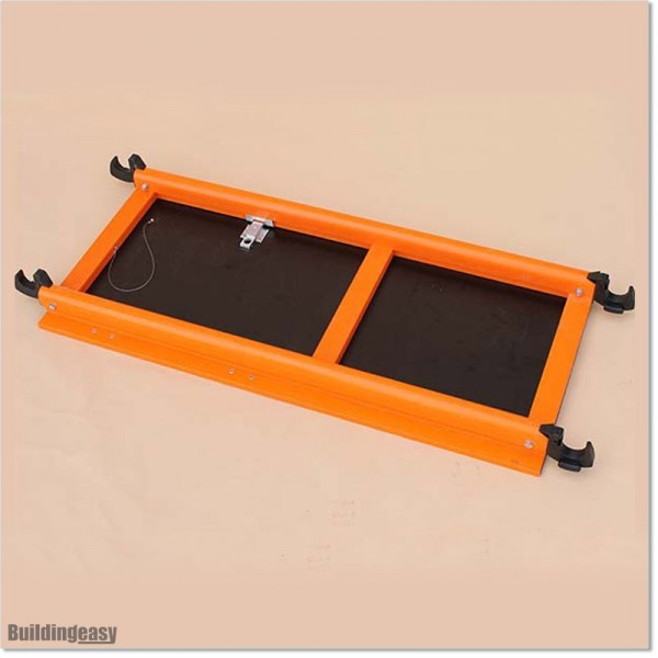 Platform has a trapdoor and opens perpendicular to the platform.