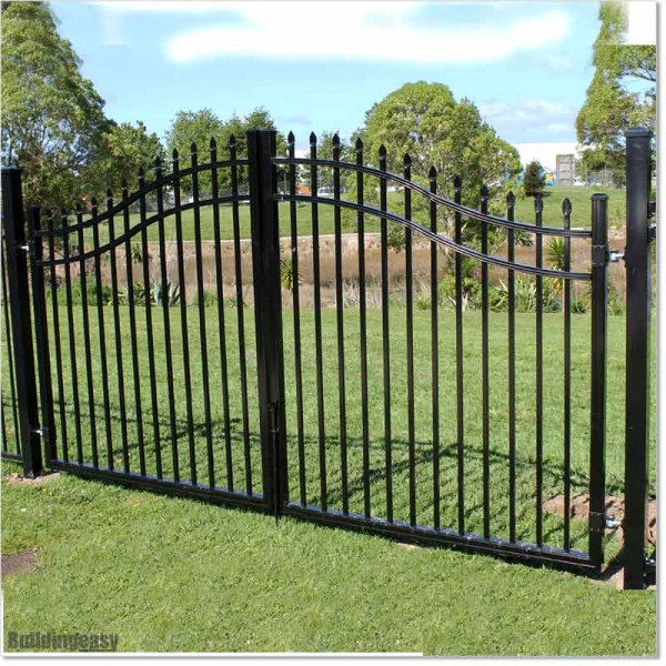 4.3M wide Aluminium Curved top Double swing Gates in Auckland.