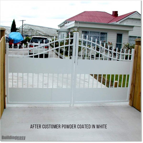 Covered Aluminium Curved Top 3.2M Wide Double Swing Gates in Auckland.