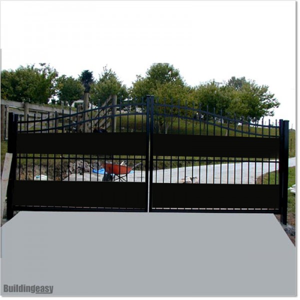 4M Wide Aluminium Double Swing Gate with Plates Fitted in Auckland