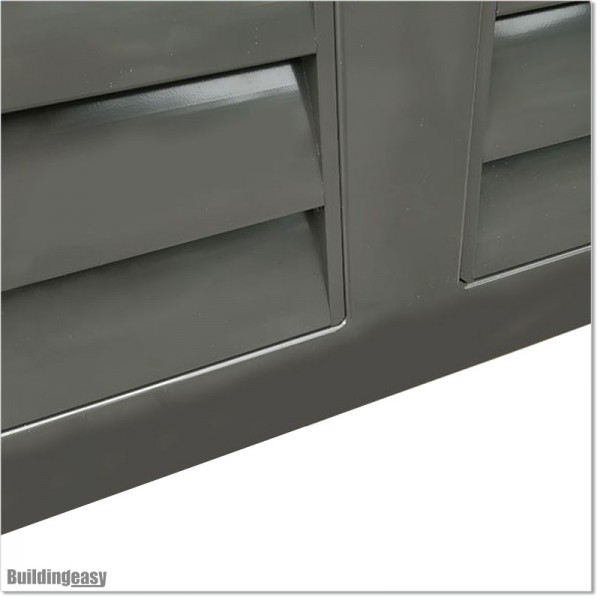 5.0M Wide & 1.8M High Flat Top Louver Sliding Gate in Iron Sand Colour.