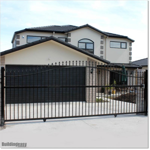 Stylish Black Colour Arch Top Sliding Gates 5.5M Wide and 1.8M High