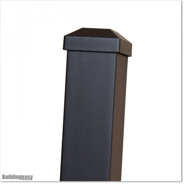 2" Black Powder Coated Aluminium Post 1.5M High With 100MM Square Base.