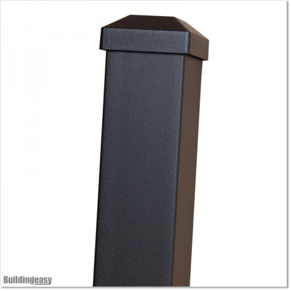 2" Black Powder Coated Aluminium Post 1.8M High With 100MM Square Base.
