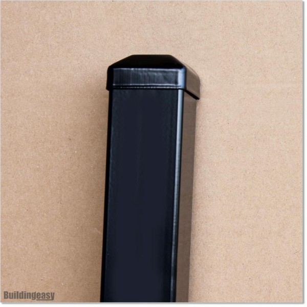 Steel fence post with base is galvanized and powder coated in black colour