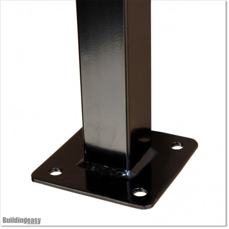 Steel fence post with base is galvanized and powder coated in black colour