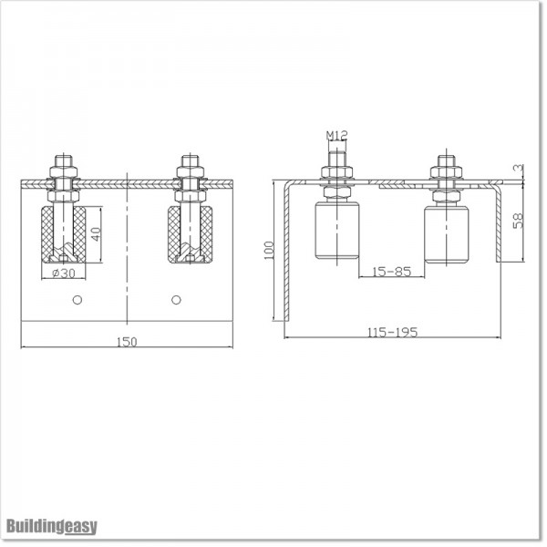 Pillar Or Post Mount Roller Guide For Sliding gates With Four Rollers.