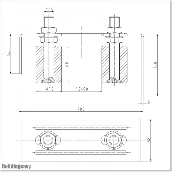 Roller guide fits to the side of the gate post. Three mounting holes to ...