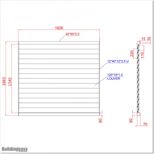 Aluminium Louver Fence Frame Look is 1.7M high and 1.8M wide. Colour is ...