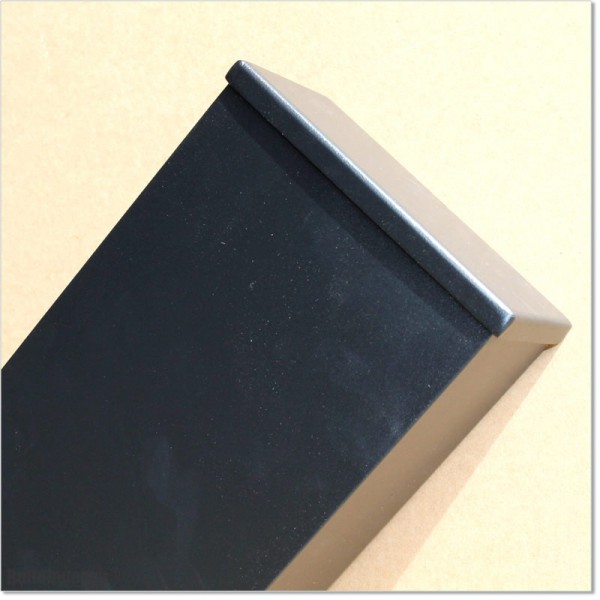 Post is 150 X 80 X 3 mm powder coated in matte black. Post is 2.5M long