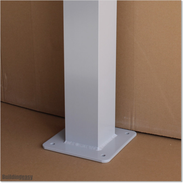 Aluminum Post with Base 100 X 100 and 4.0mm wall thickness. Powder ...
