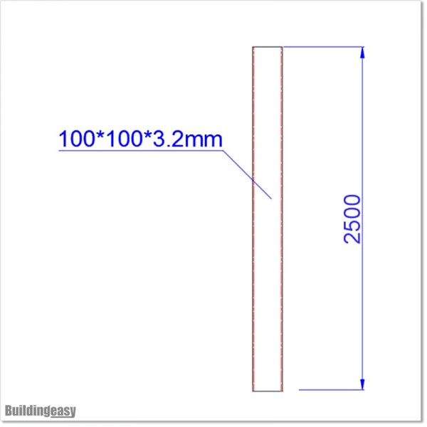 4" Steel 100 x 100 Galvanized Post Powder Coated In Black Colour 2.5M Long.