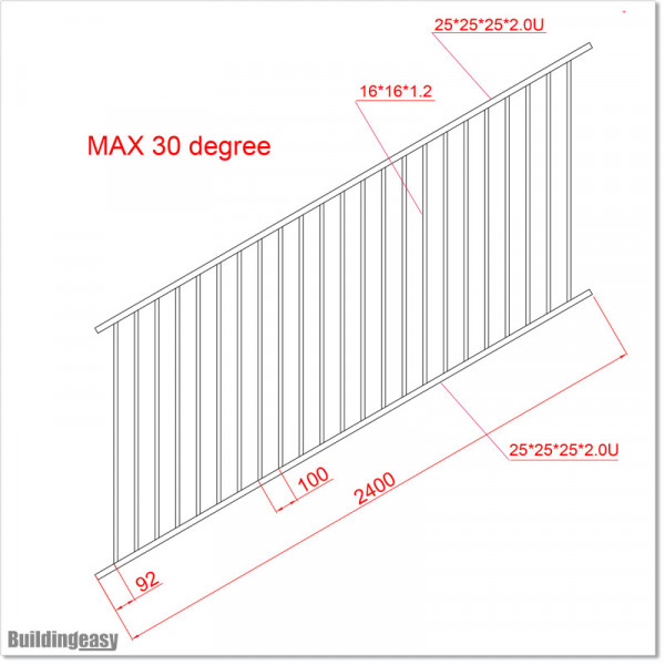 Angle Fence panel is 0.8M high (when not tilted) and 2.4M wide