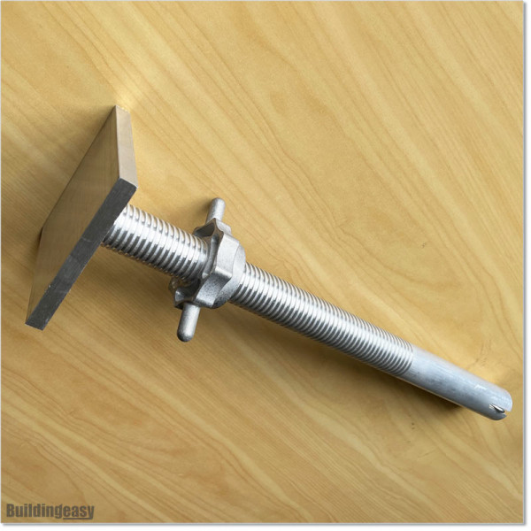Adjustable screw Jack with base for our industrial aluminium scaffolding