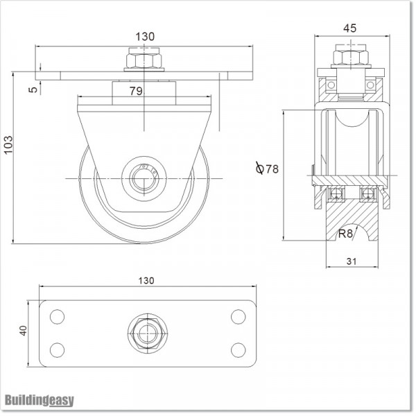 360 degrees Turning Gate wheel. Wheels are bolt mounted to bottom of ...