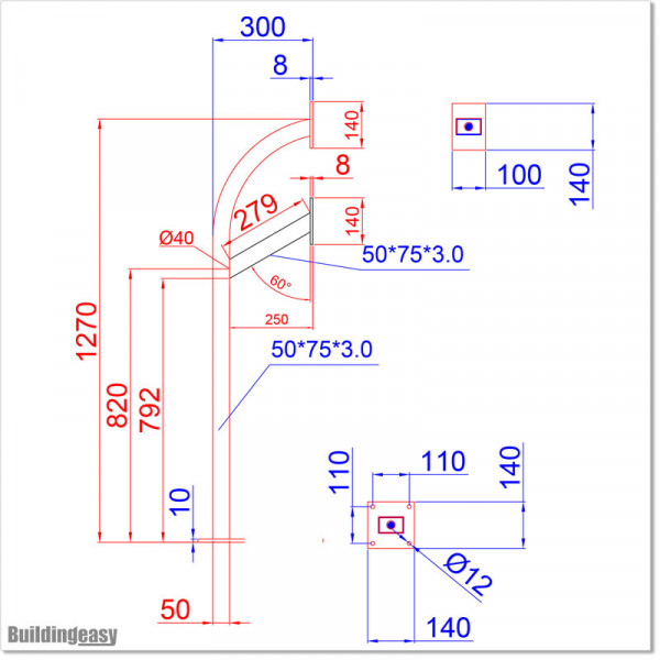 Double Gooseneck aluminium post to mount Keypads or Intercoms