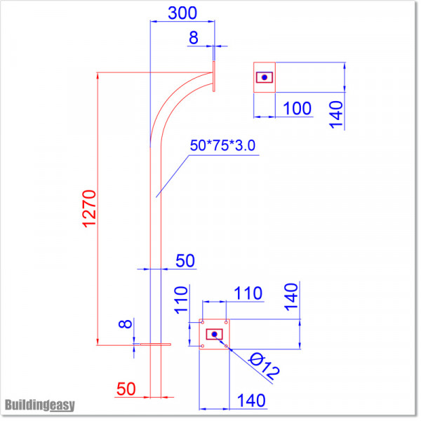 Goose neck aluminium post to mount Keypads or Intercoms.