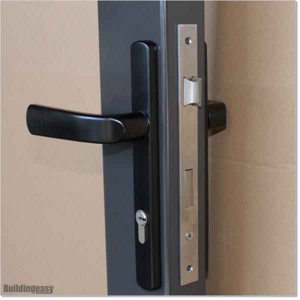 Aluminium Louver Pedestrian Gate 1M wide in Iron Sand With Parts 1.8M high