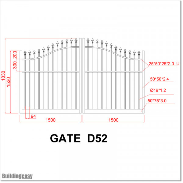 3M Wide Arch Top Aluminium Double Swing Gate 1.8M High in Auckland