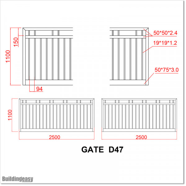 Quality 5M wide Aluminium Double swing Gate With 1.1M High in AKL