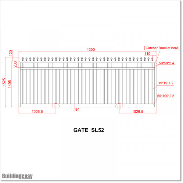 Gate is 4200mm wide and gate height is 1525mm. Overall gate height with ...