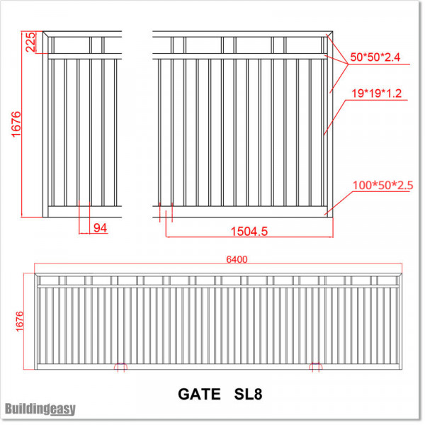 Aluminium 6.4M Wide Black Sliding Gate 1.7M High With Automatic Systems.