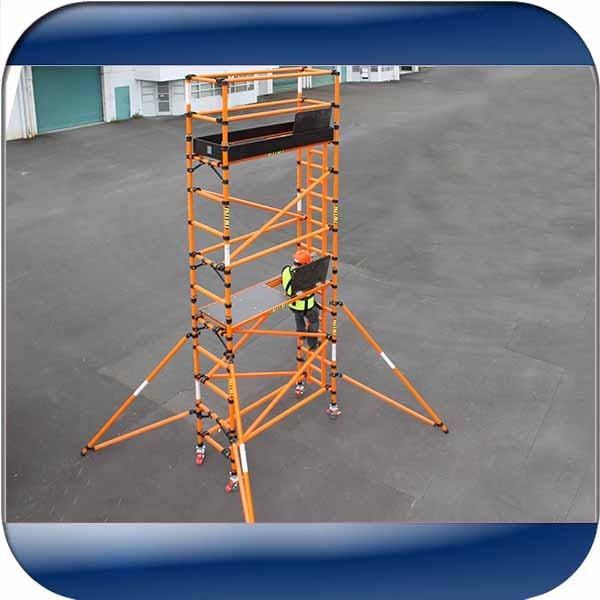 This is 5.6M mobile fibreglass scaffolding is for industrial use.