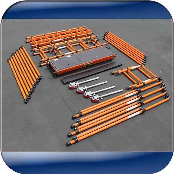 This is 5.6M mobile fibreglass scaffolding is for industrial use.