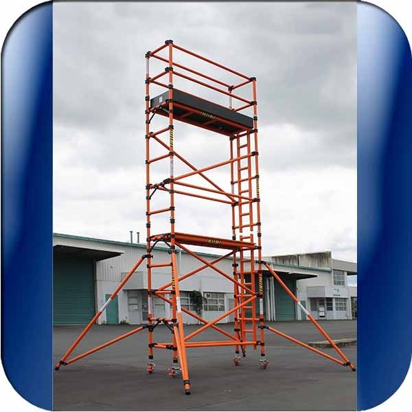 This is 5.6M mobile fibreglass scaffolding is for industrial use.